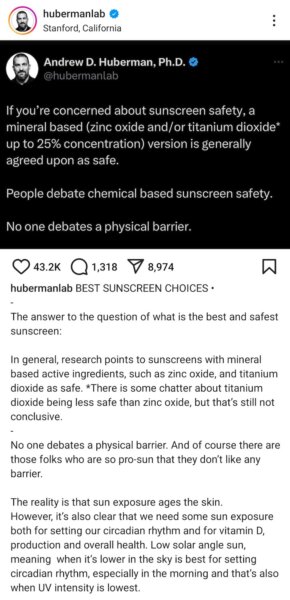 Physical barriers for sun protection? Huberman’s skincare podcast ...