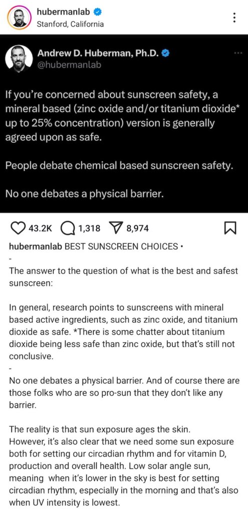 Physical barriers for sun protection? Huberman’s skincare podcast ...